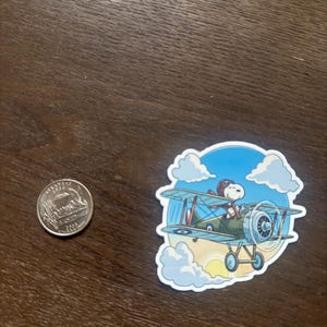 Snoopy Flying Plane Sticker | Peanuts Pilot Decal | Red Baron Dog Art ...