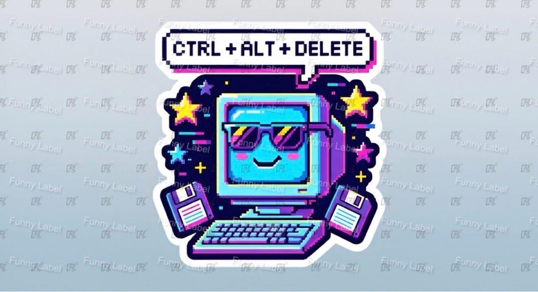 Retro Computer Sticker - Ctrl Alt Delete Decal - Funny Programmer Gift ...