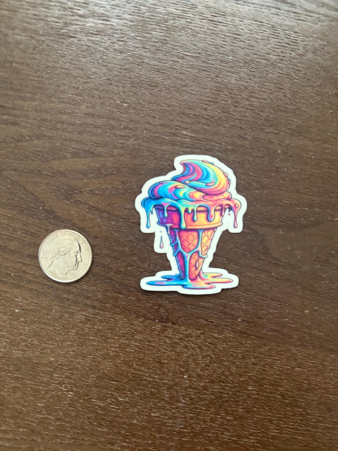 Glow in the Dark Melting Ice Cream Sticker | Psychedelic Dessert Decal ...