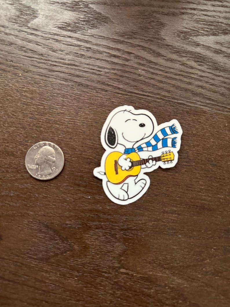 Snoopy Playing Guitar Sticker | Peanuts Music Lover Decal | Acoustic ...