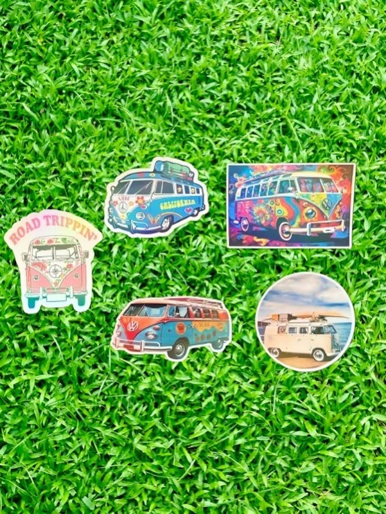 VW Bus Sticker Pack (set of 5) - Van Life Hippie Decals - Retro Road ...