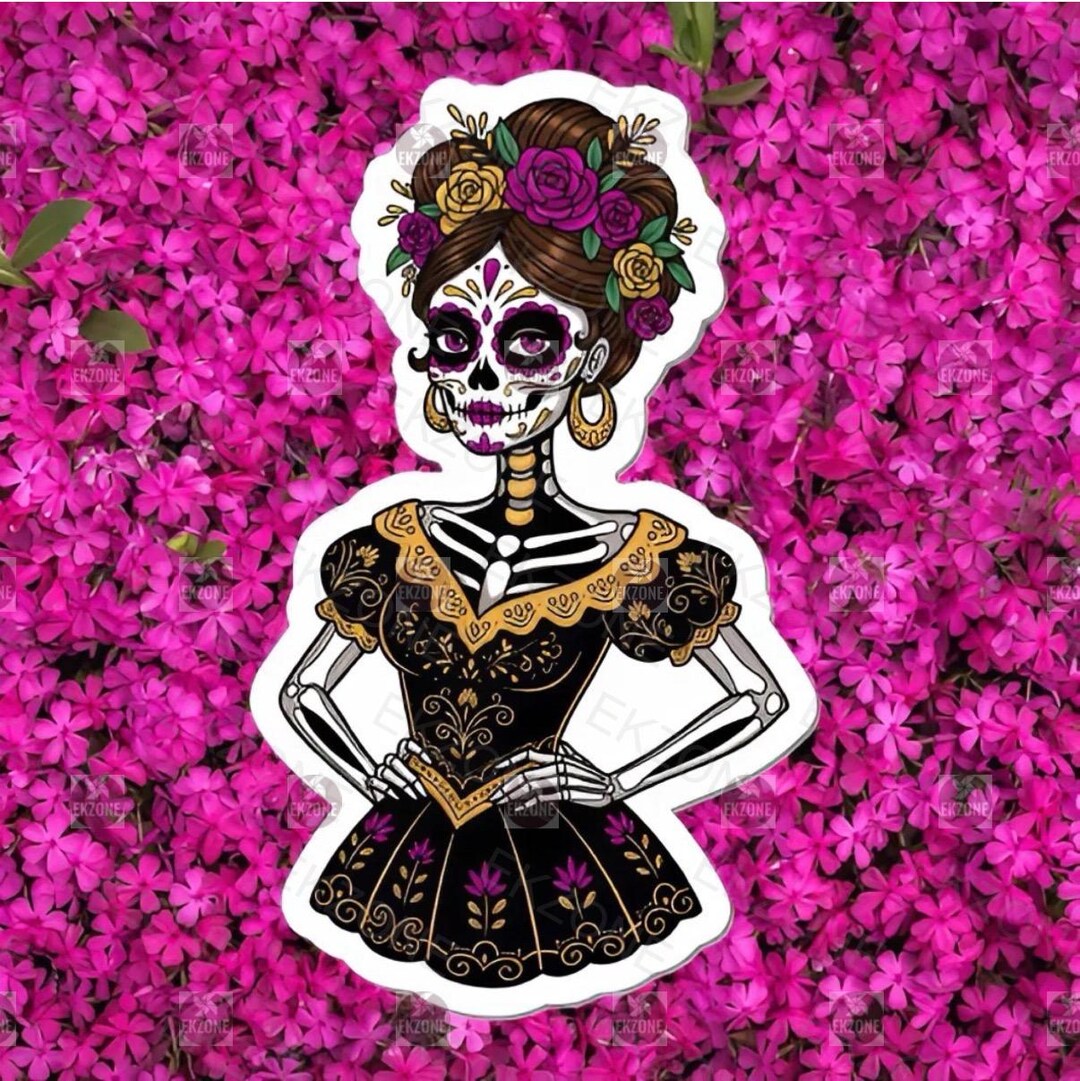Calavera Catrina Sugar Skull Sticker | Día De Los Muertos Decal ...