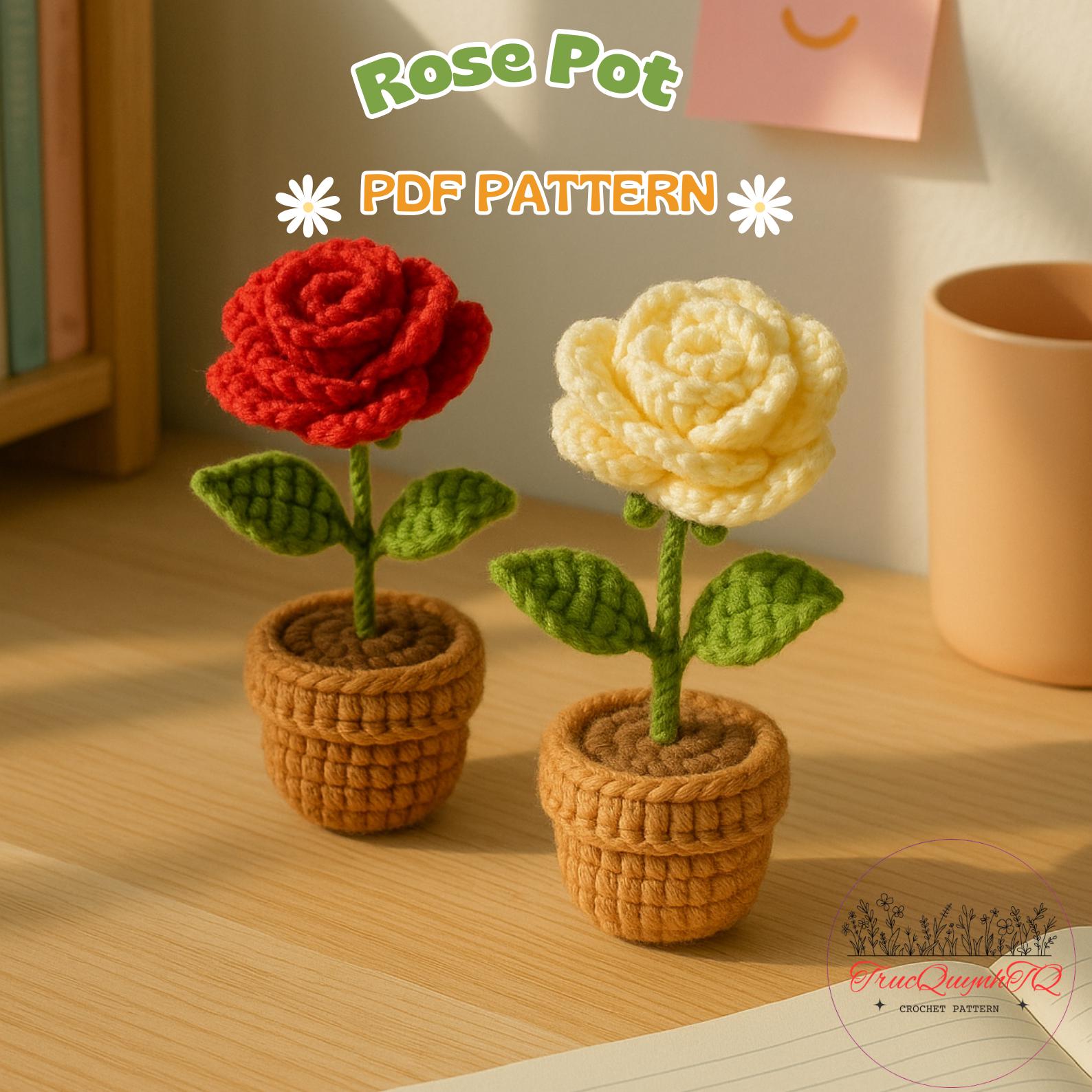 AMIGURUMI: Rose Crochet Pattern, Flower Bouquet DIY Crochet Pattern ...