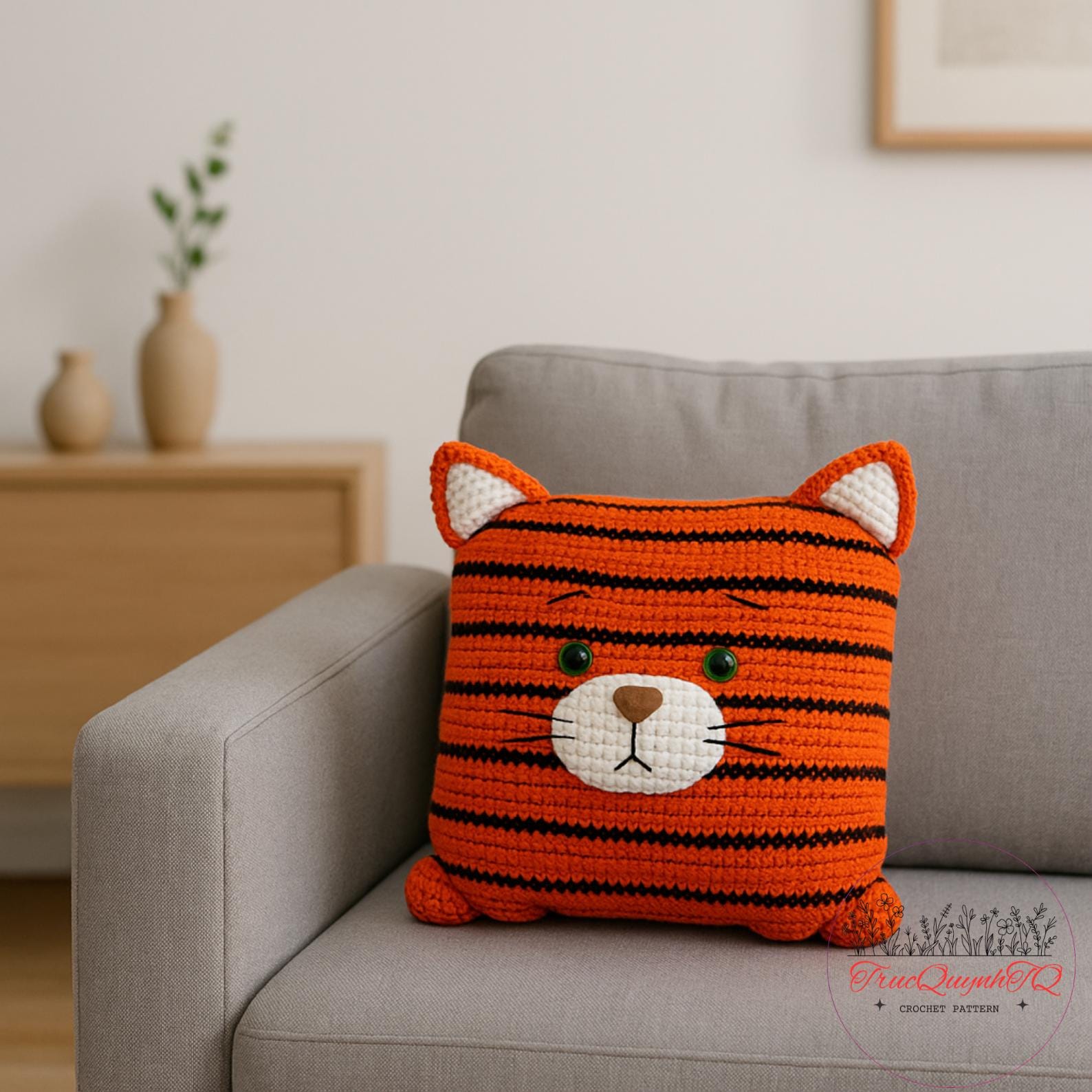 Cute Tiger Cat Pillow Crochet Pattern – PDF Tutorial – DIY Plush Toy ...
