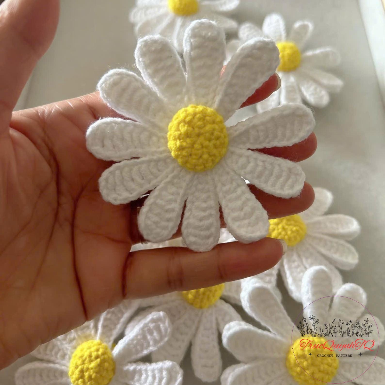 Crochet Daisy Flower Curtain Pattern PDF | Floral Yarn Curtain DIY ...