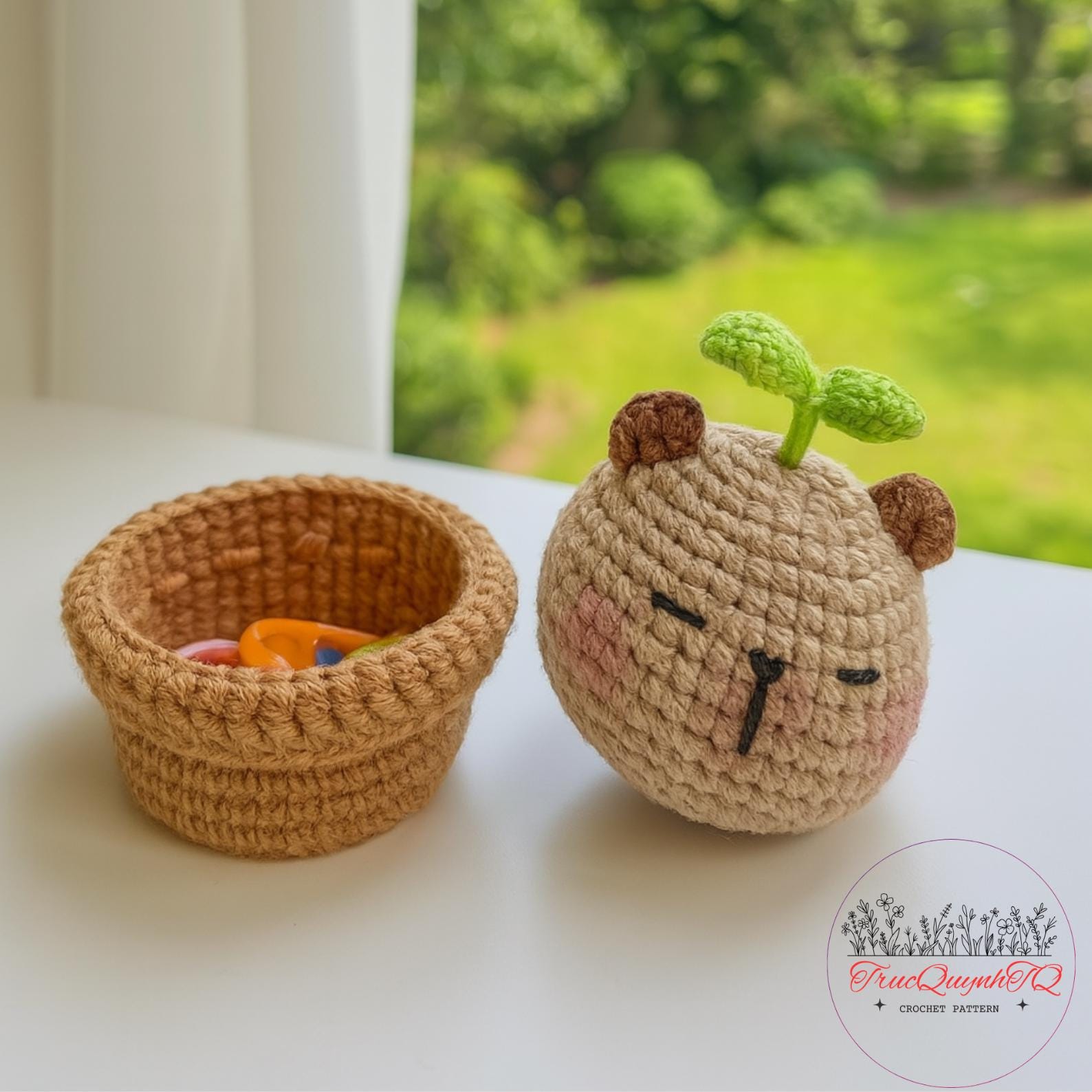 Capybara Crochet Pattern PDF – Sleeping Capybara in Plant Pot Amigurumi ...