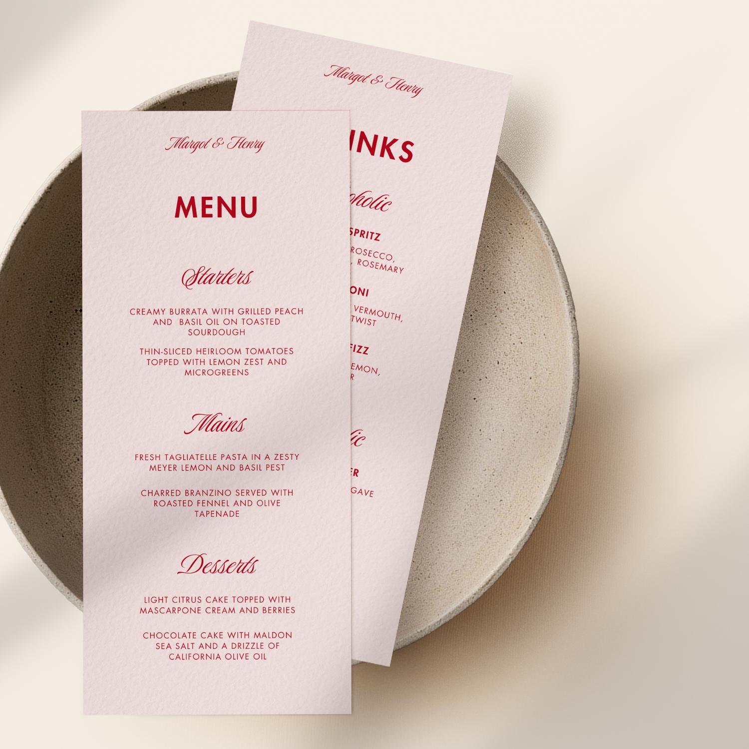 Romantic Coquette Wedding Menu Suite | Red & Pink (digital Download) - Etsy