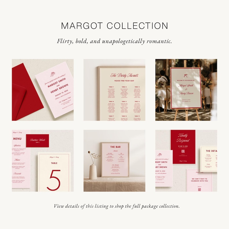 Editable Menu Suite | Classic Romantic Coquette Wedding | Table Numbers ...