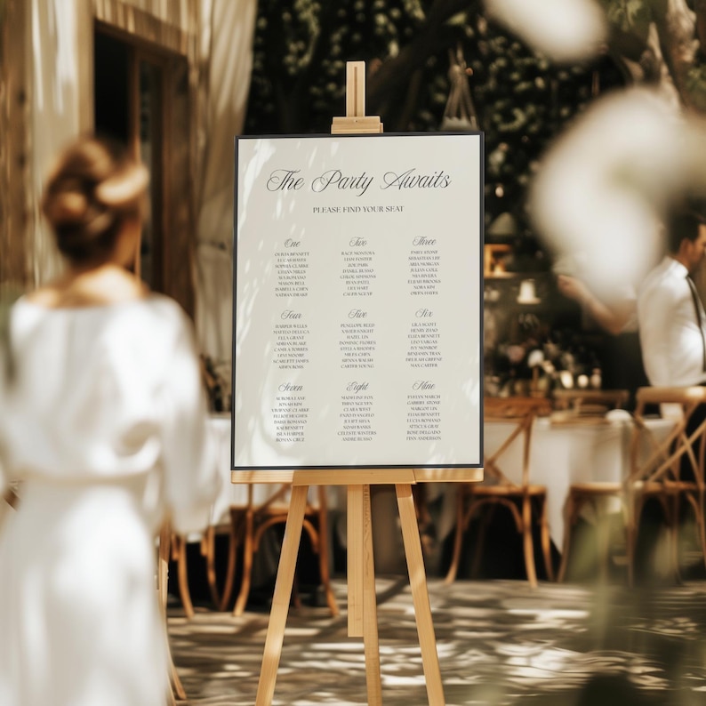 Minimalist Romantic Wedding Seating Chart Sign | Editable Template ...