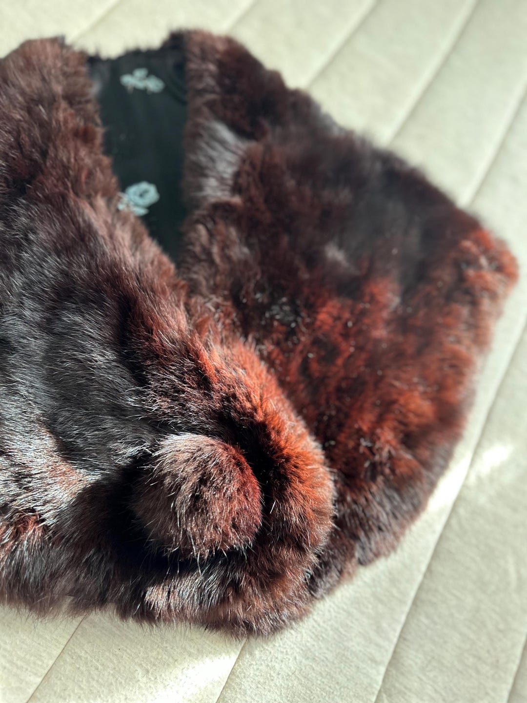 Vintage Dark Brown Fur Wrap With Fur Ball Button - Etsy