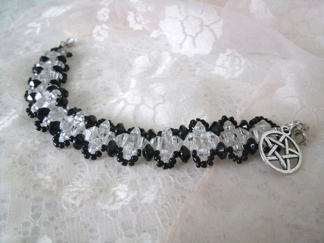 Black Beaded Pentacle Bracelet Wiccan Pagan Jewelry Wicca Witch ...