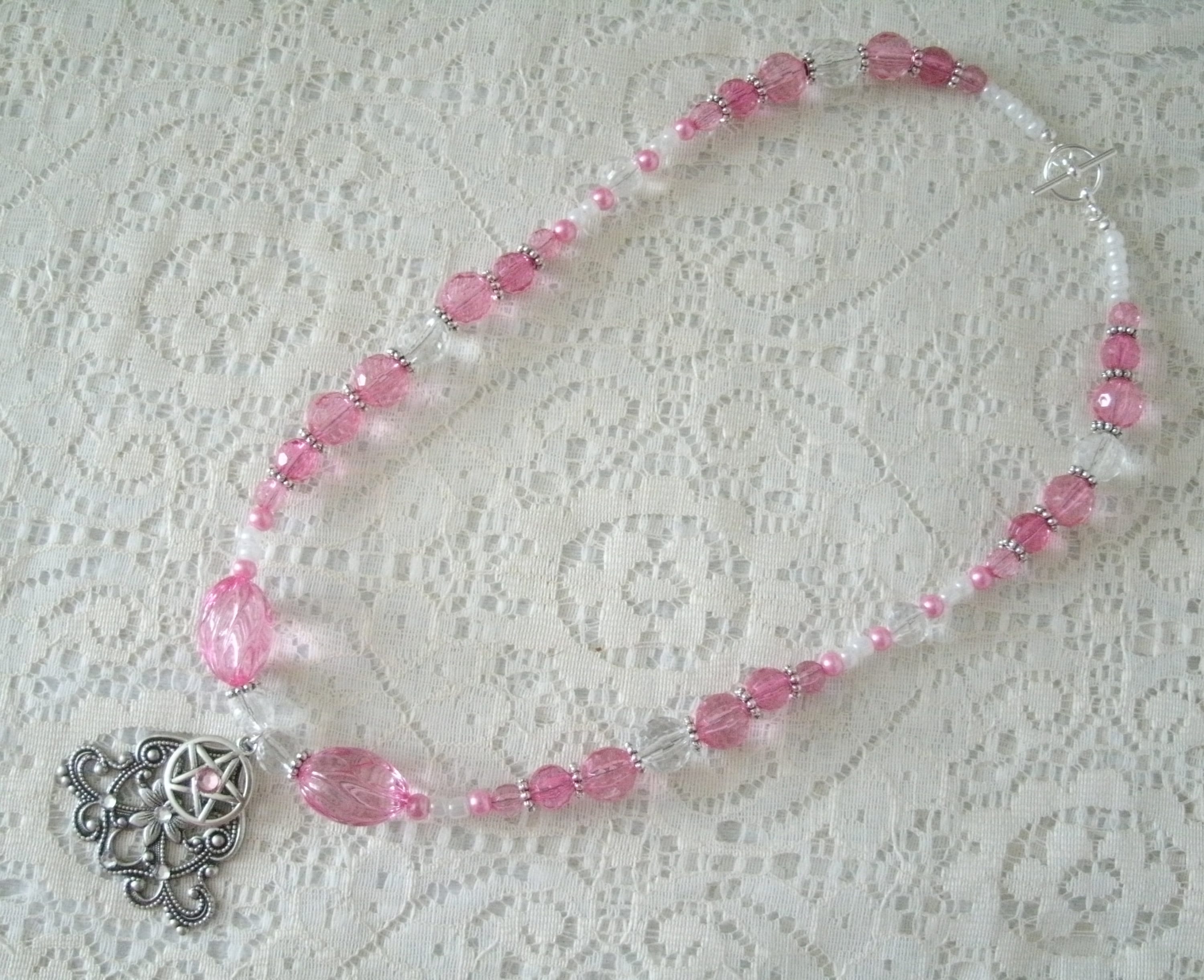 Pink Pentacle Necklace Wiccan Jewelry Pagan Jewelry Wicca | Etsy