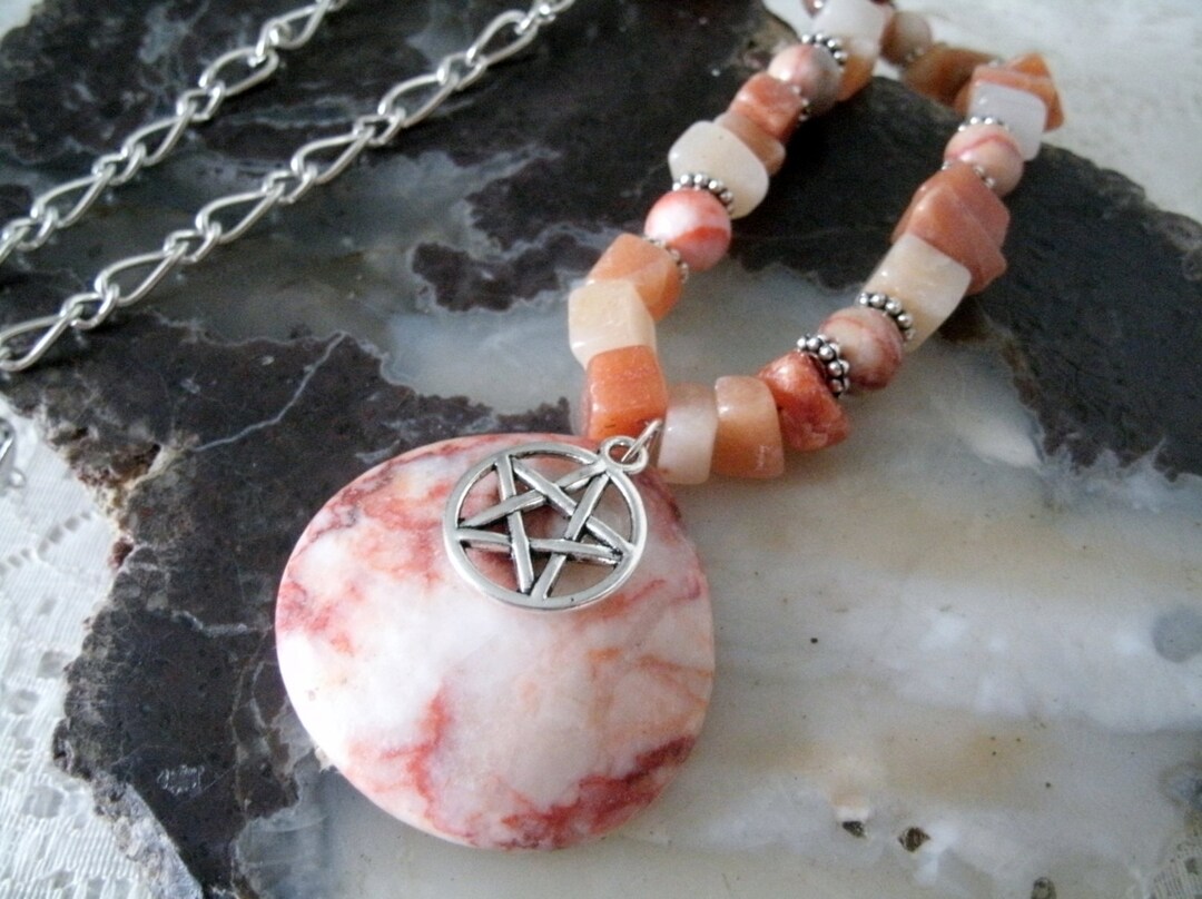Redline Marble Pentacle Necklace Wiccan Jewelry Pagan Jewelry Wicca ...