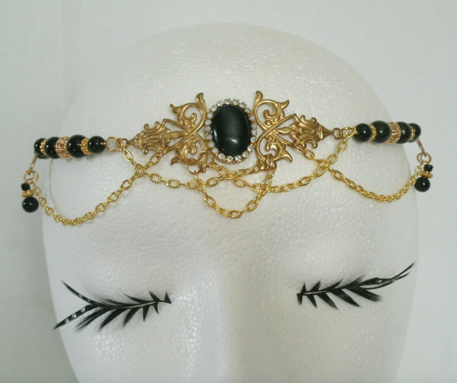 Black/gold Gothic Circlet Headpiece Art Deco Jewelry Gothic Jewelry ...