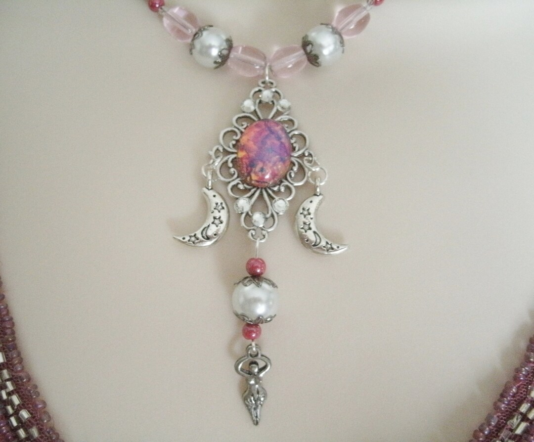 Pink Goddess Necklace Wiccan Jewelry Pagan Jewelry Goddess Jewelry ...