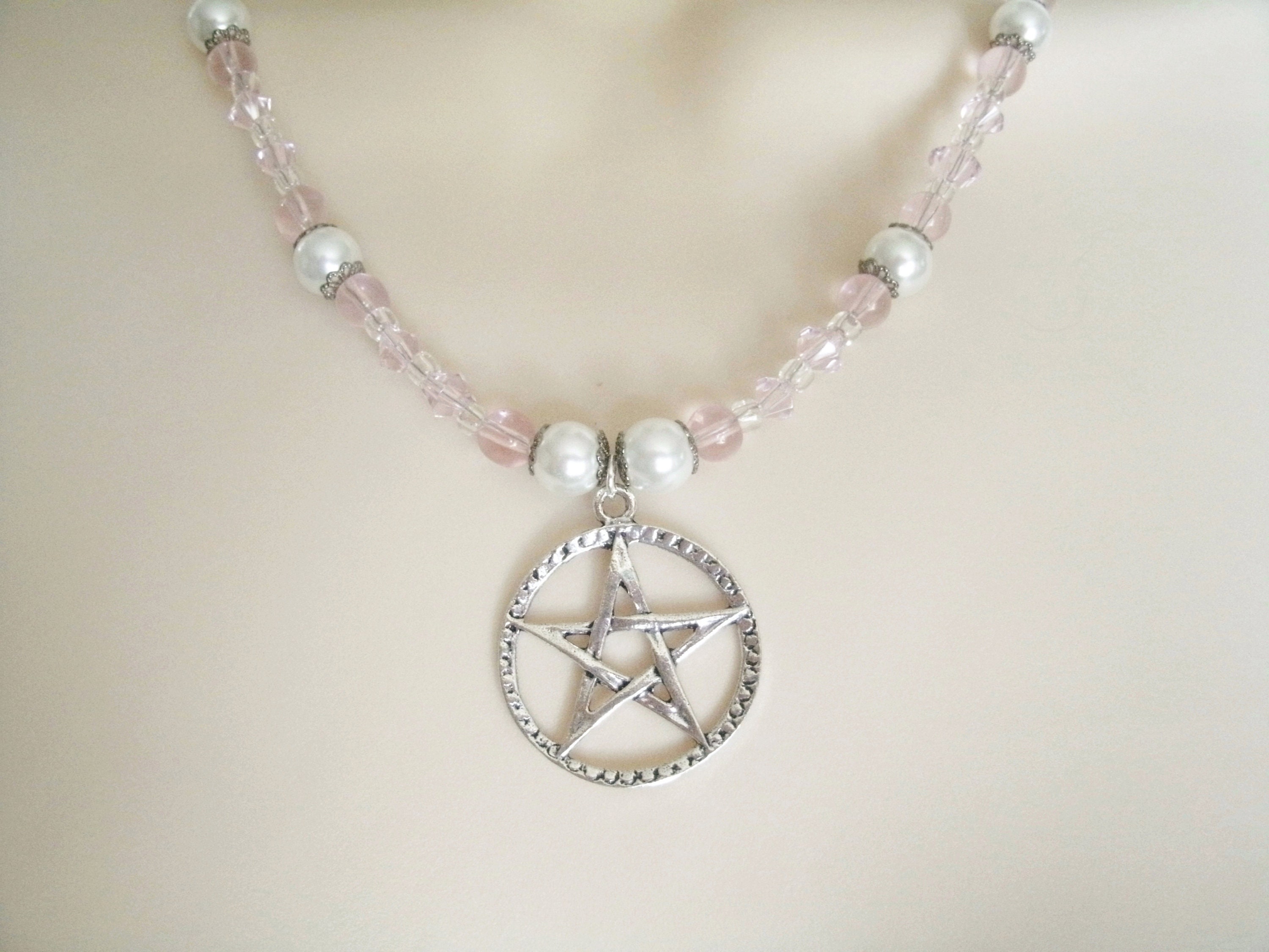 Pink Pentacle Necklace Wiccan Jewelry Pagan Jewelry Wicca | Etsy
