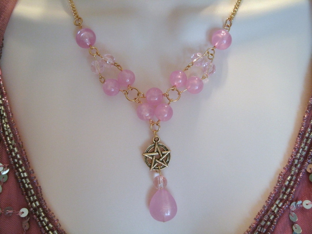 Pink Pentacle Necklace Wiccan Jewelry Pagan Wicca Priestess Witch ...