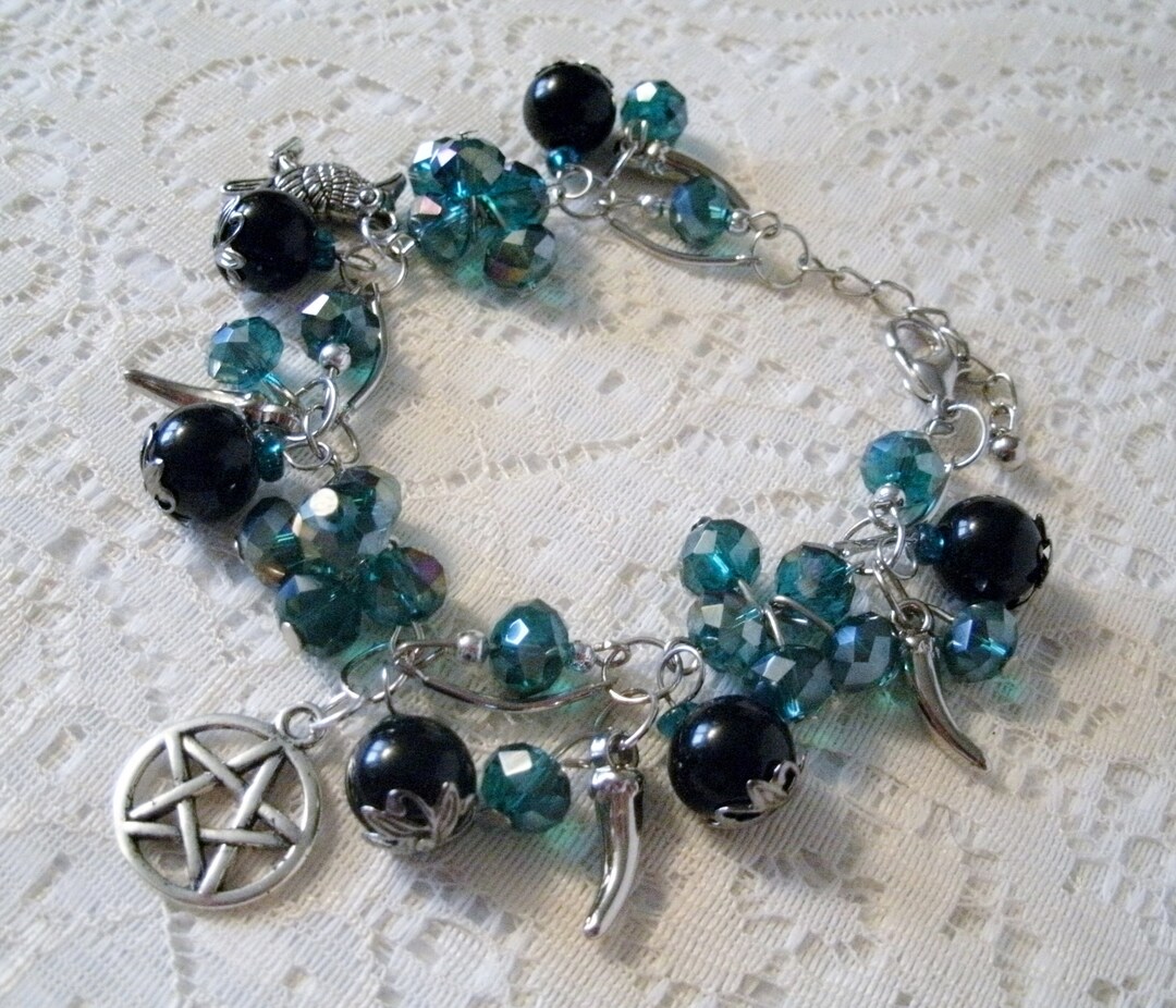 Raven Pentacle Bracelet Wiccan Jewelry Pagan Jewelry Wicca Jewelry ...