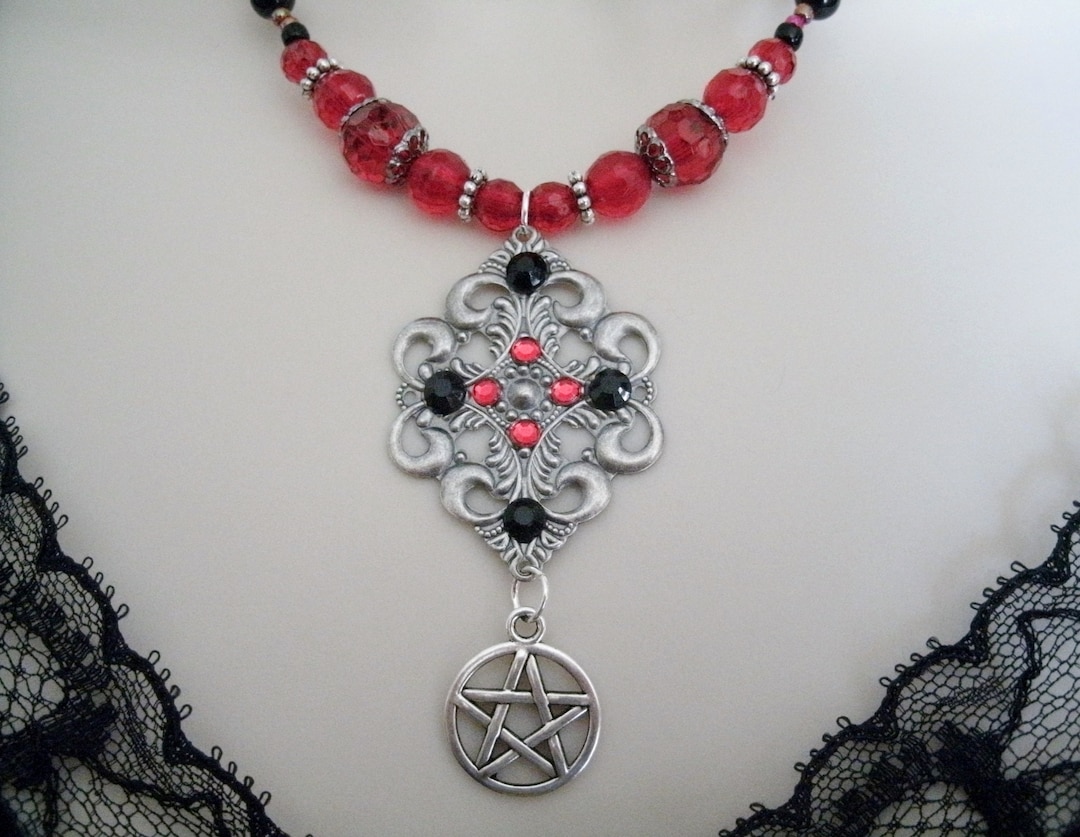 Red Pentacle Necklace Wiccan Jewelry Pagan Jewelry Wicca Jewelry Witch ...