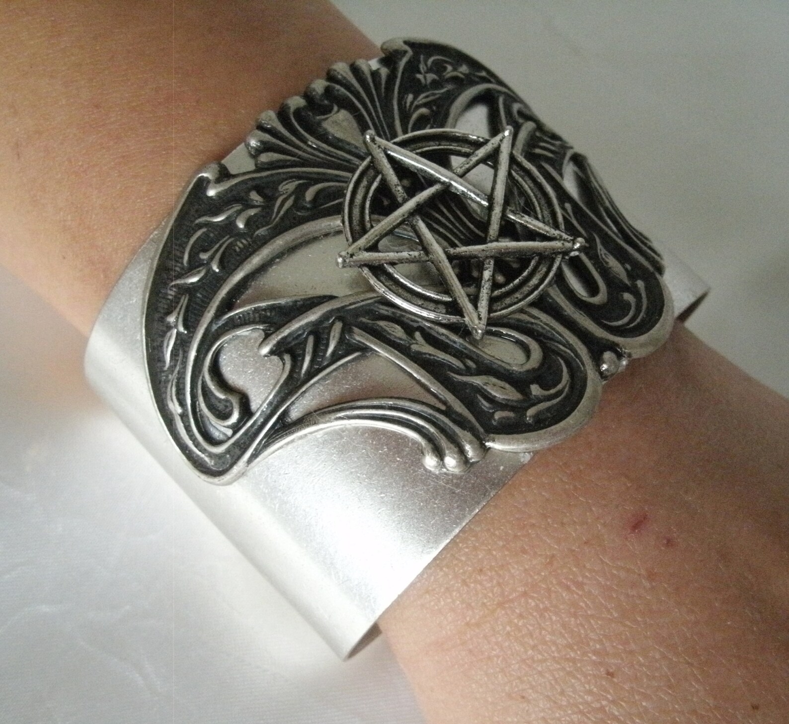 Pentacle Cuff Bracelet Wiccan Jewelry Pagan Jewelry Gothic Jewelry ...