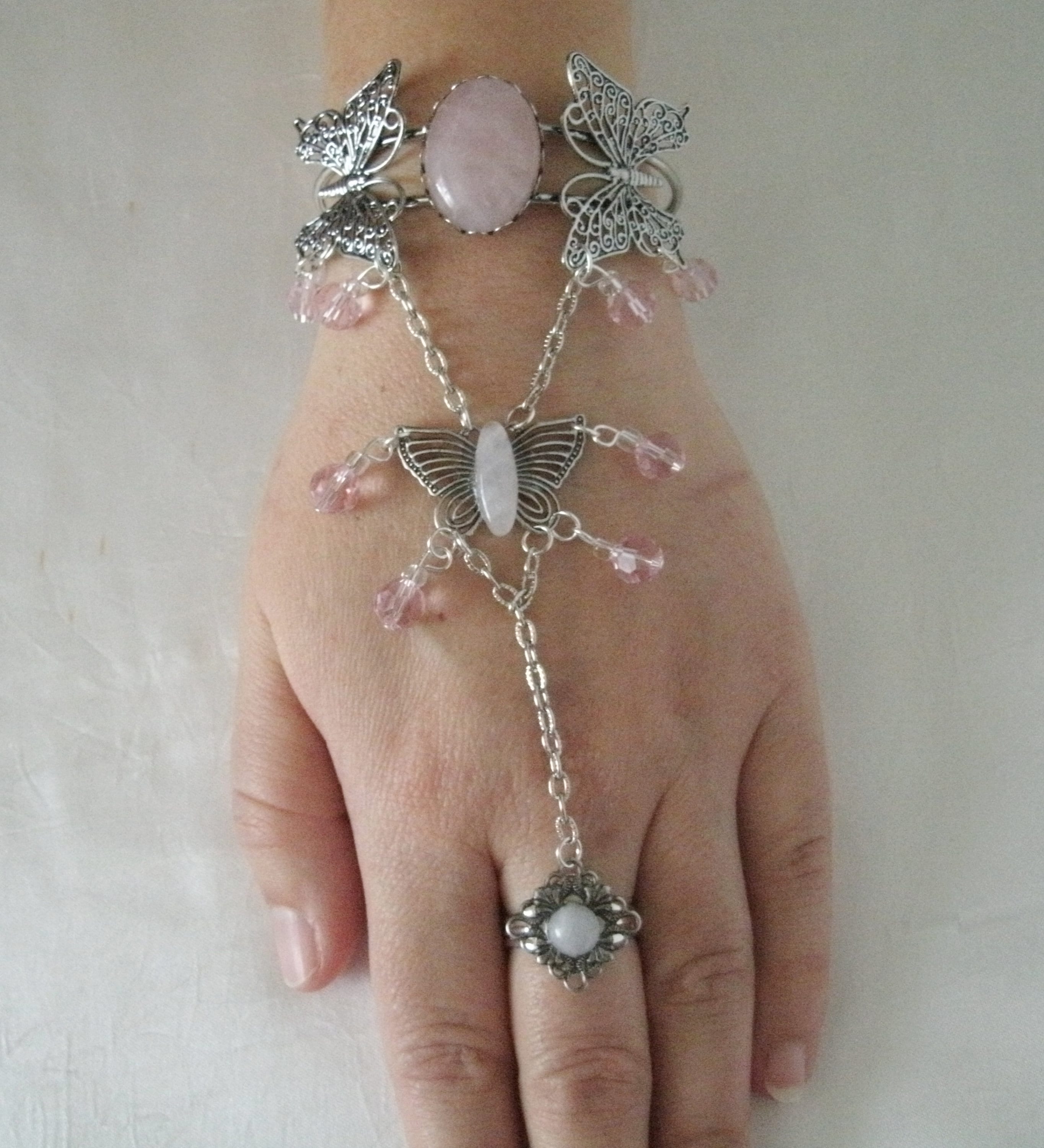 Rose Quartz Slave Bracelet Art Nouveau Jewelry Victorian Jewelry Art ...