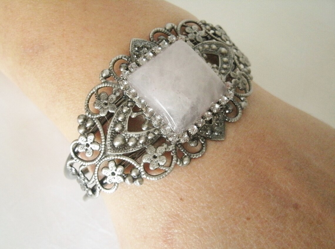Rose Quartz Bracelet Victorian Jewelry Art Deco Jewelry Edwardian ...