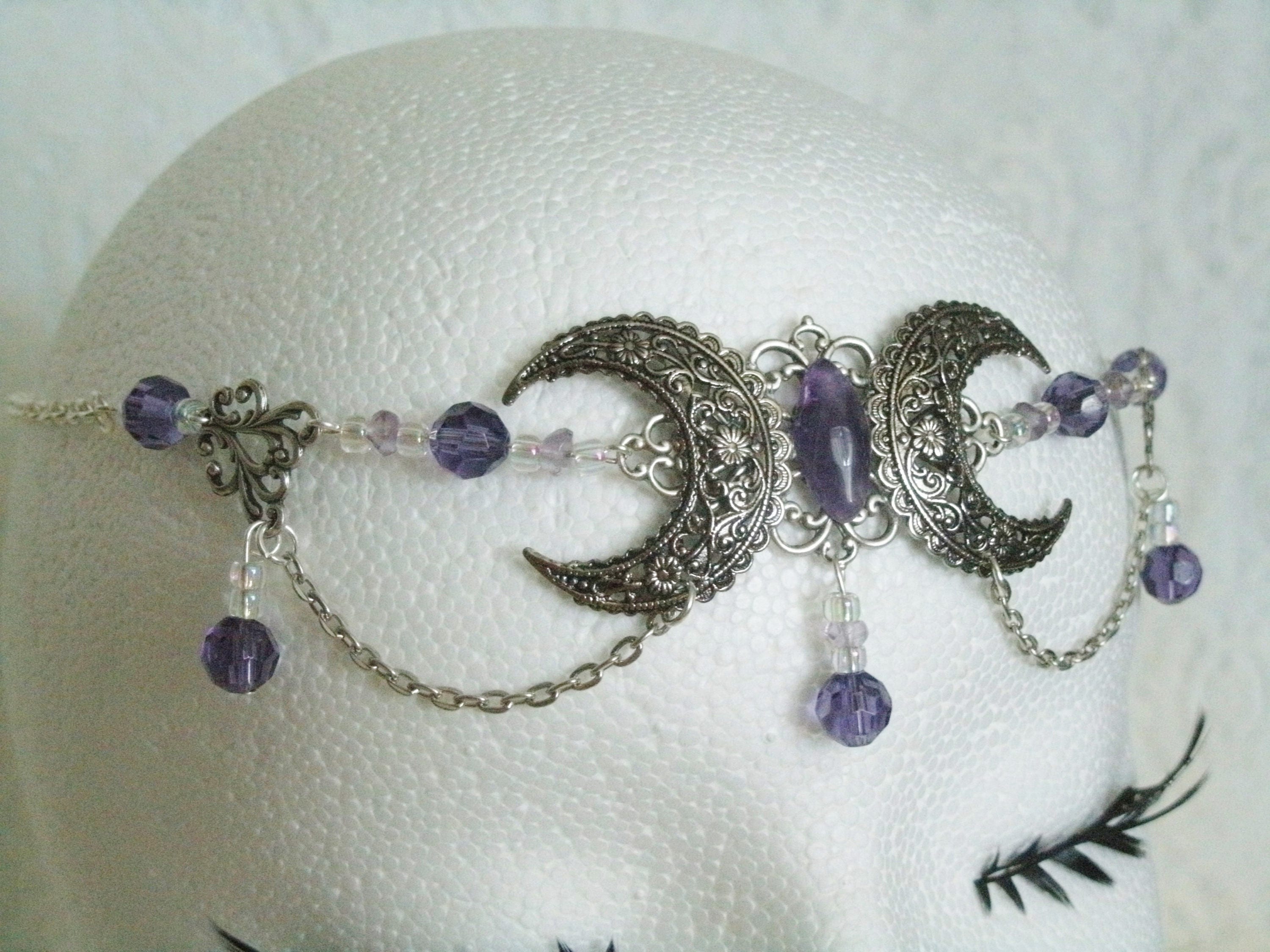 Amethyst Triple Moon Circlet Wiccan Jewelry Pagan Jewelry | Etsy