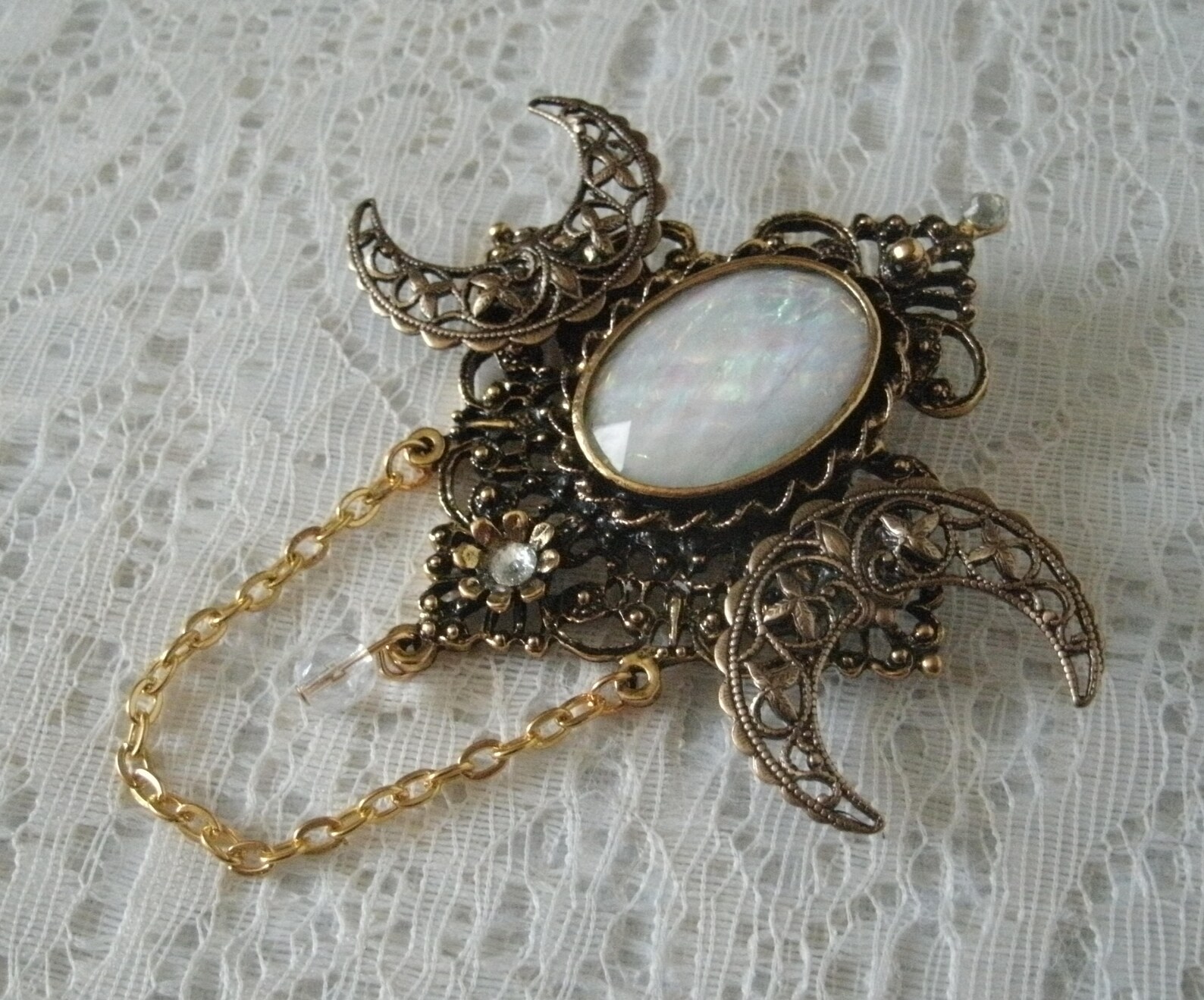 Crescent Moon Brooch Gold Cloak Pin Renaissance Brooch | Etsy