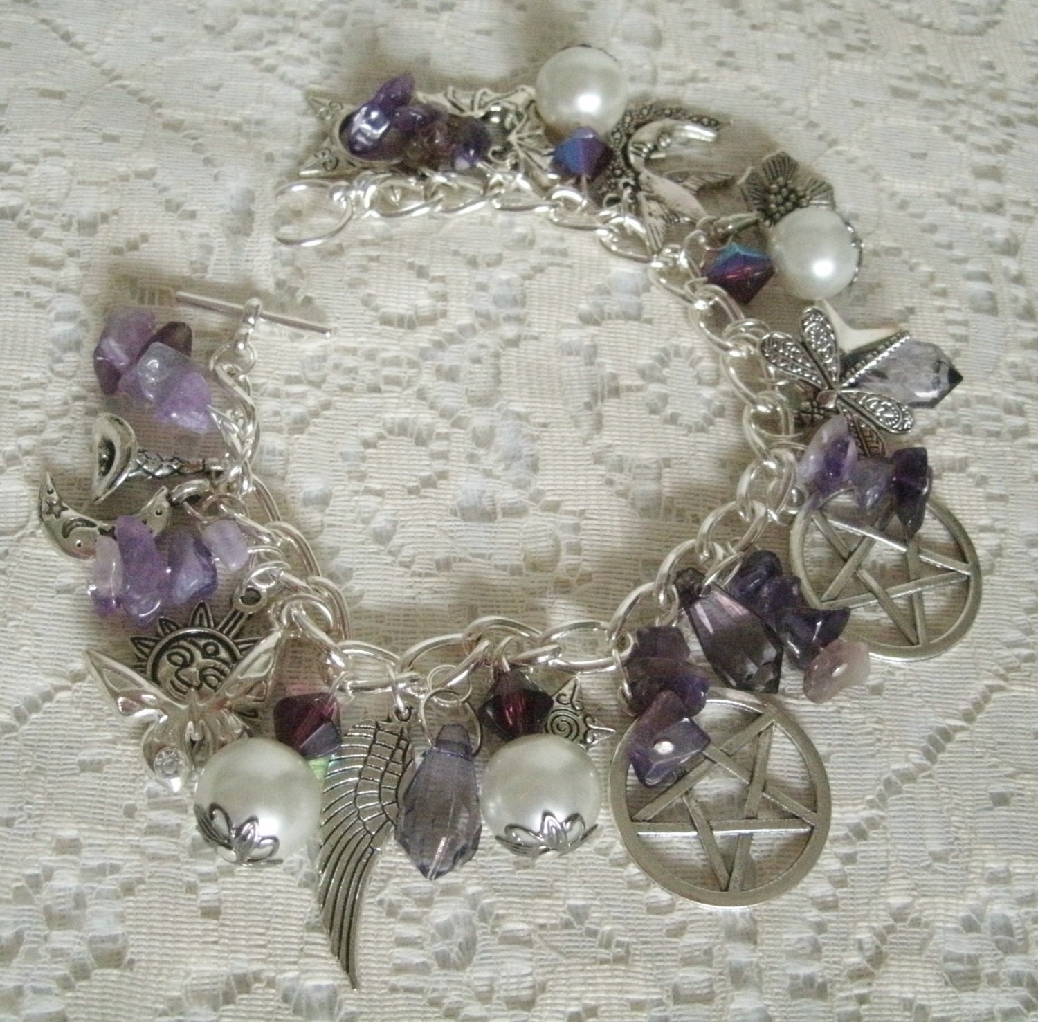 Amethyst Pentacle Bracelet Wiccan Jewelry Pagan Jewelry Wicca | Etsy