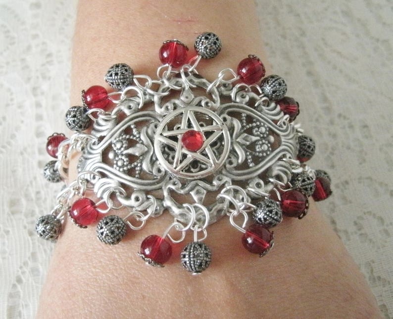 Red Pentacle Bracelet Wiccan Jewelry Pagan Jewelry Wicca - Etsy