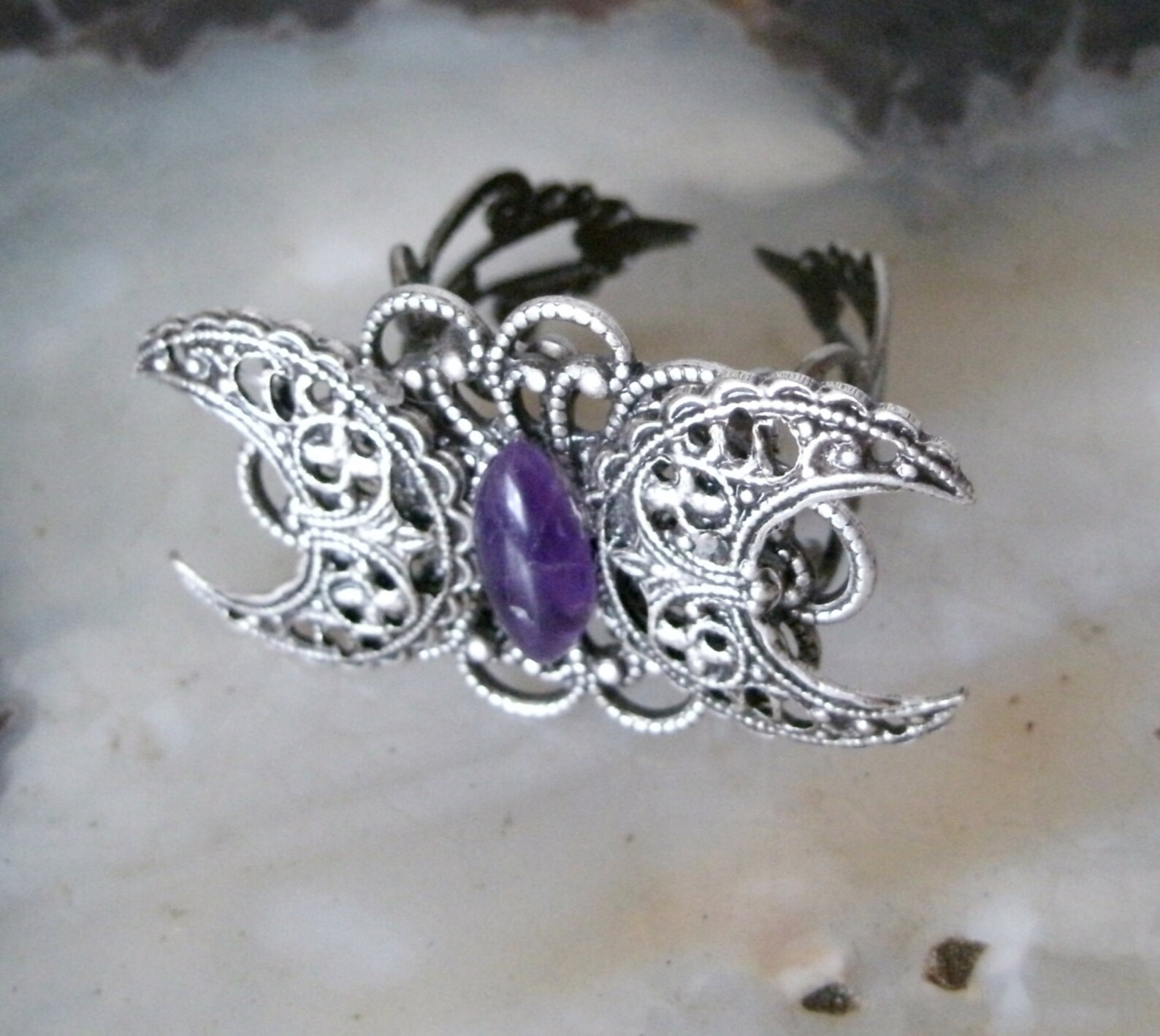 Amethyst Triple Moon Goddess Ring Wiccan Jewelry Pagan Jewelry Wicca ...