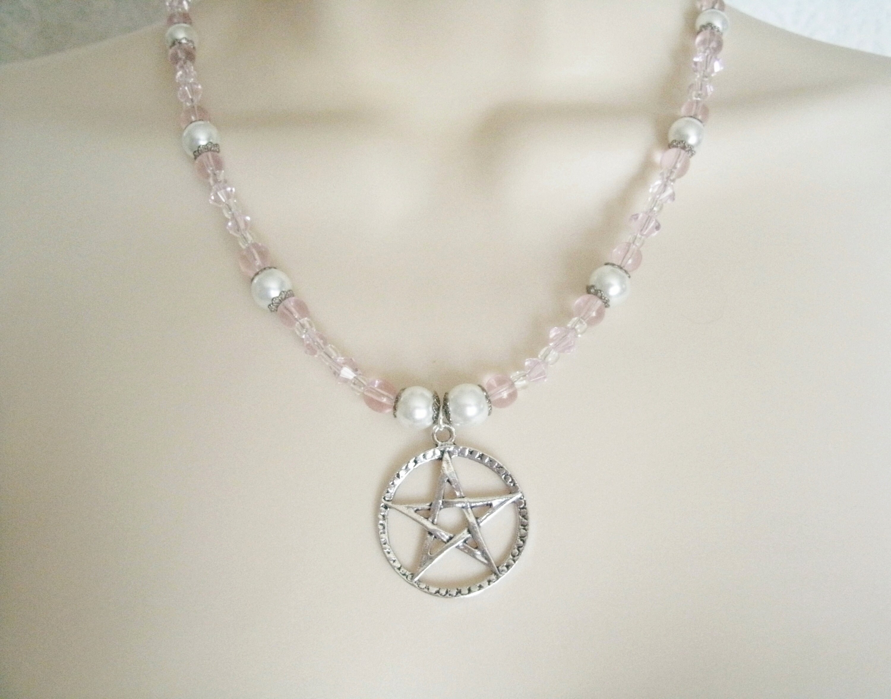 Pink Pentacle Necklace Wiccan Jewelry Pagan Jewelry Wicca | Etsy