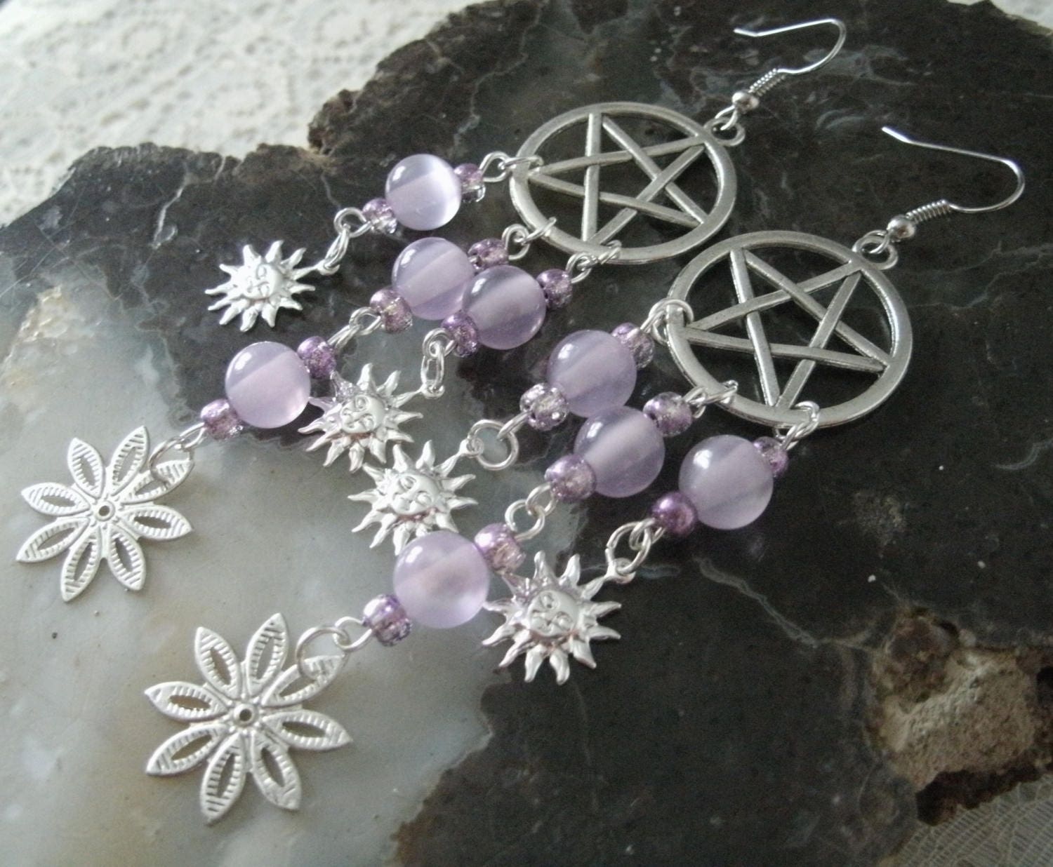 Pentacle Earrings Wiccan Jewelry Pagan Jewelry Witch Jewelry Goddess ...