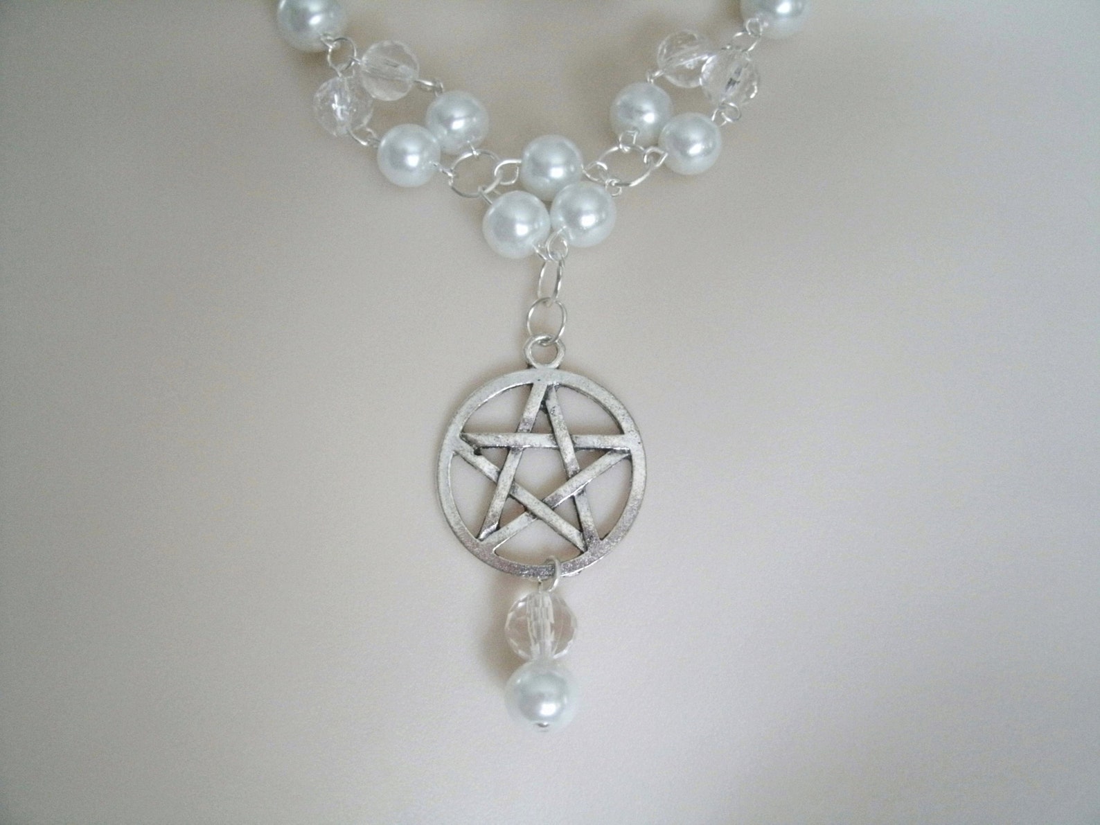 White Pentacle Necklace Wiccan Jewelry Pagan Jewelry Wicca Jewelry ...