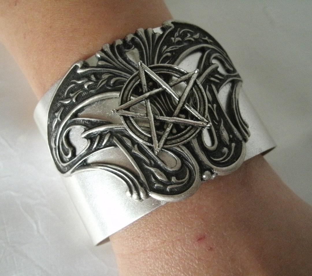 Pentacle Cuff Bracelet Wiccan Jewelry Pagan Jewelry Gothic Jewelry ...
