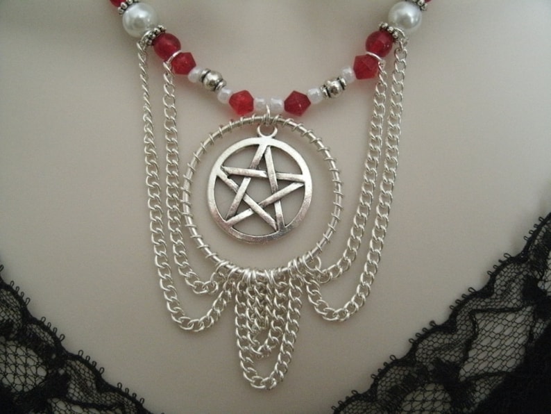 Red Pentacle Necklace Wiccan Jewelry Pagan Jewelry Wicca - Etsy