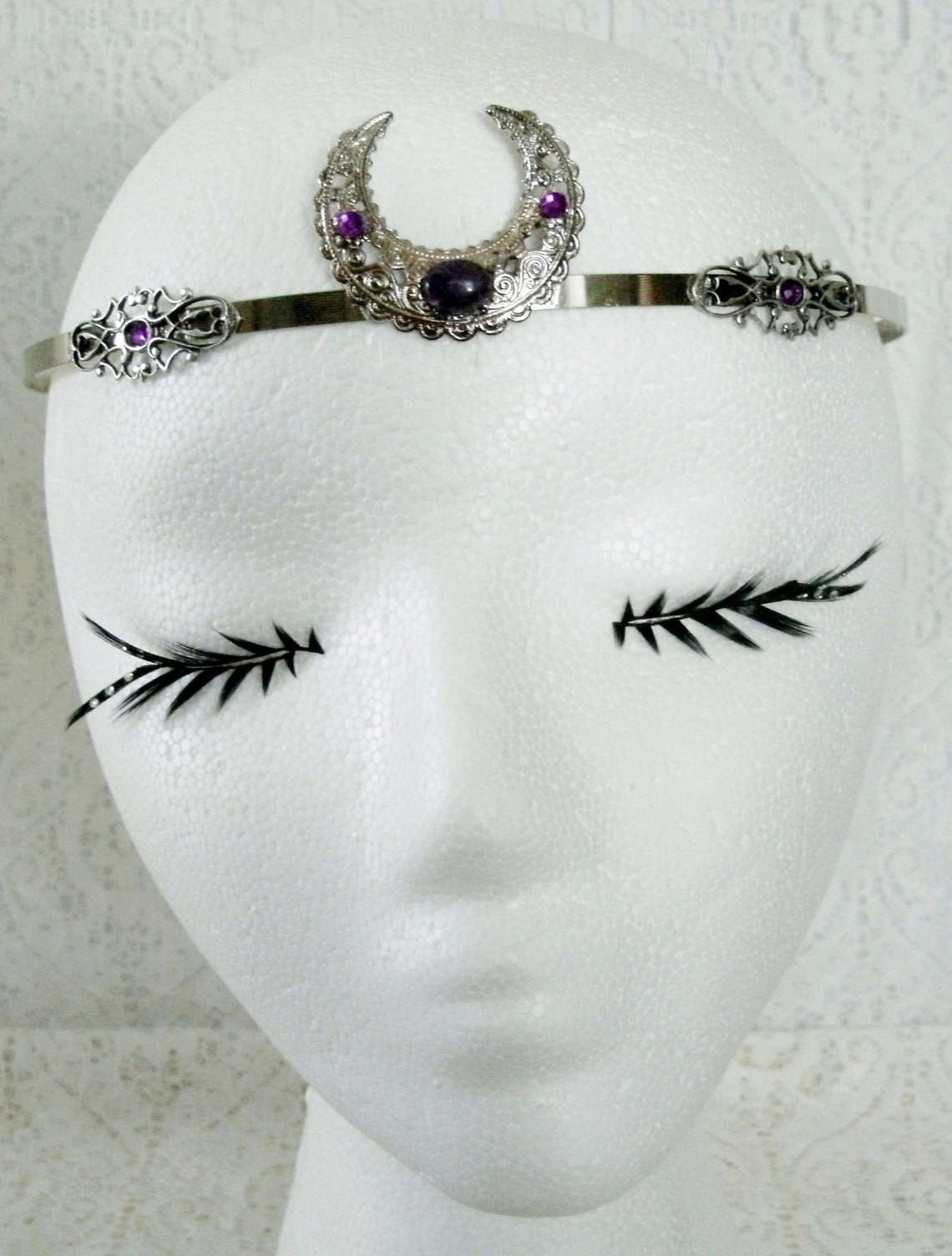 Amethyst Crescent Moon Circlet Wiccan Jewelry Pagan Jewelry | Etsy