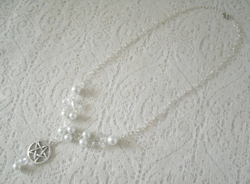 White Pentacle Necklace wiccan jewelry pagan jewelry wicca | Etsy