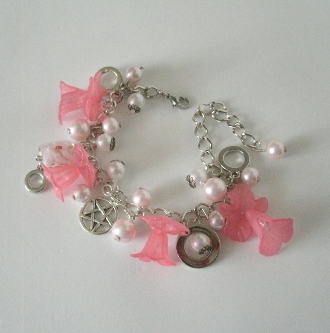 Pink Flower Pentacle Bracelet Handmade Jewelry Wiccan Pagan Wicca ...
