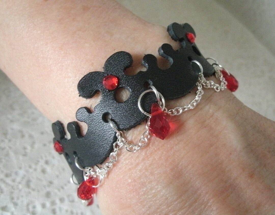 Black Leather Bracelet Gothic Jewelry Goth Jewelry Vampire Jewelry ...