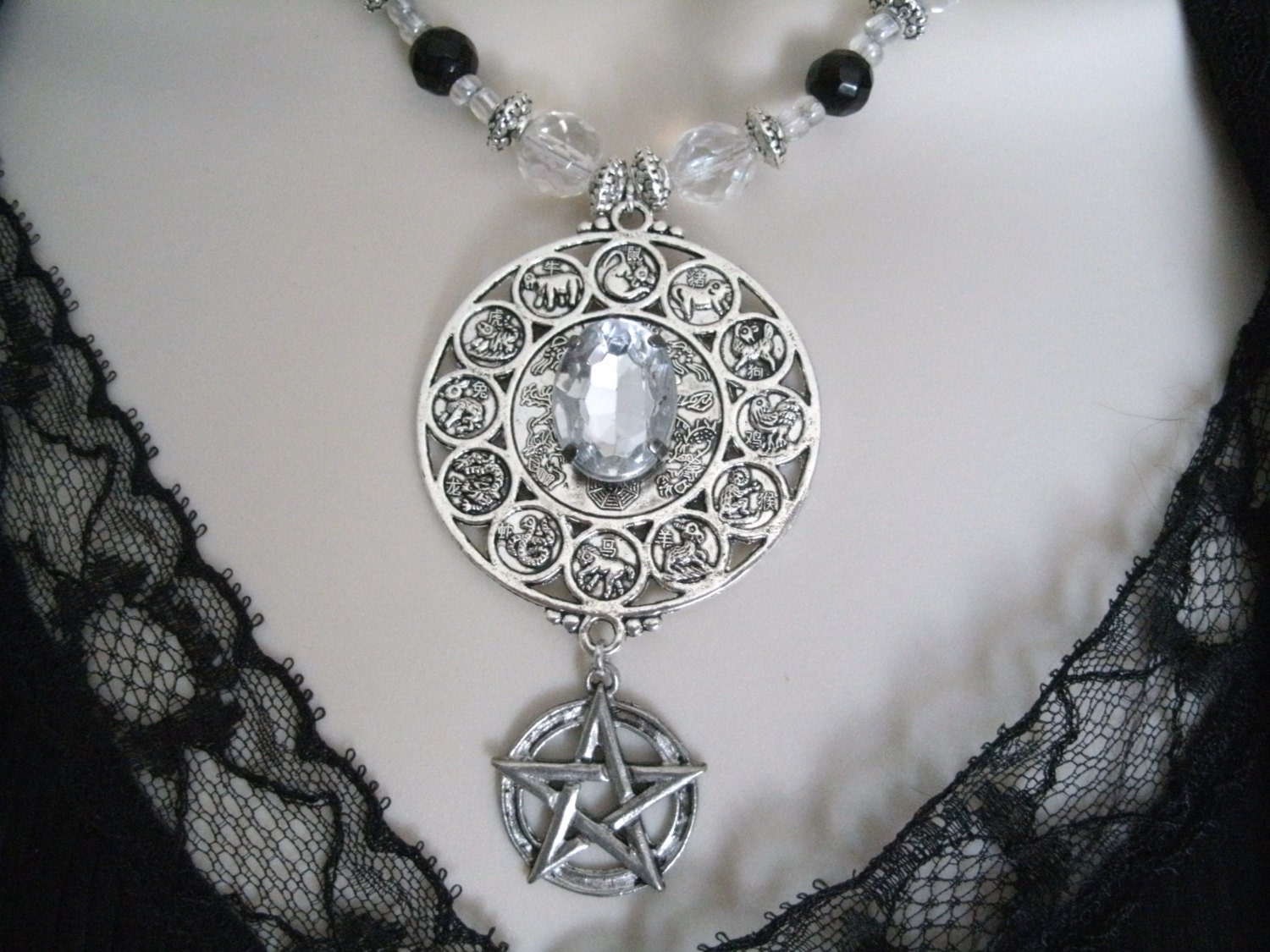 Zodiac Pentacle Necklace Wiccan Jewelry Pagan Jewelry Wicca - Etsy