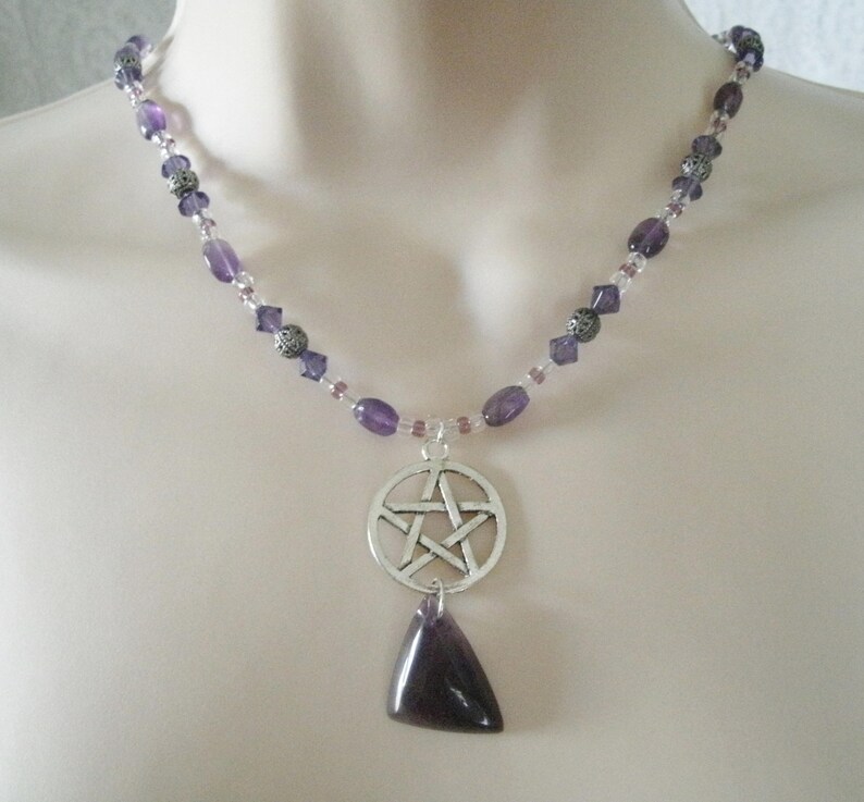 Amethyst Pentacle Necklace Wiccan Jewelry Pagan Jewelry Wicca - Etsy
