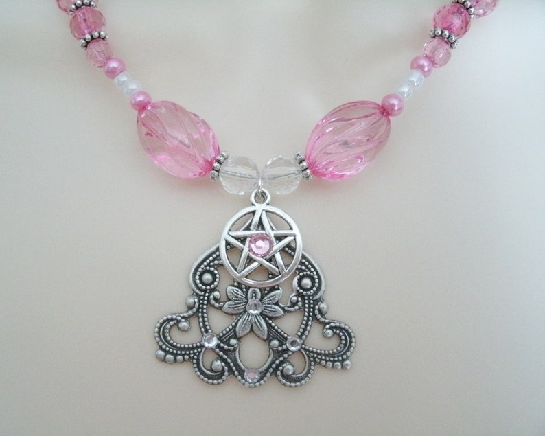 Pink Pentacle Necklace Wiccan Jewelry Pagan Jewelry Wicca - Etsy