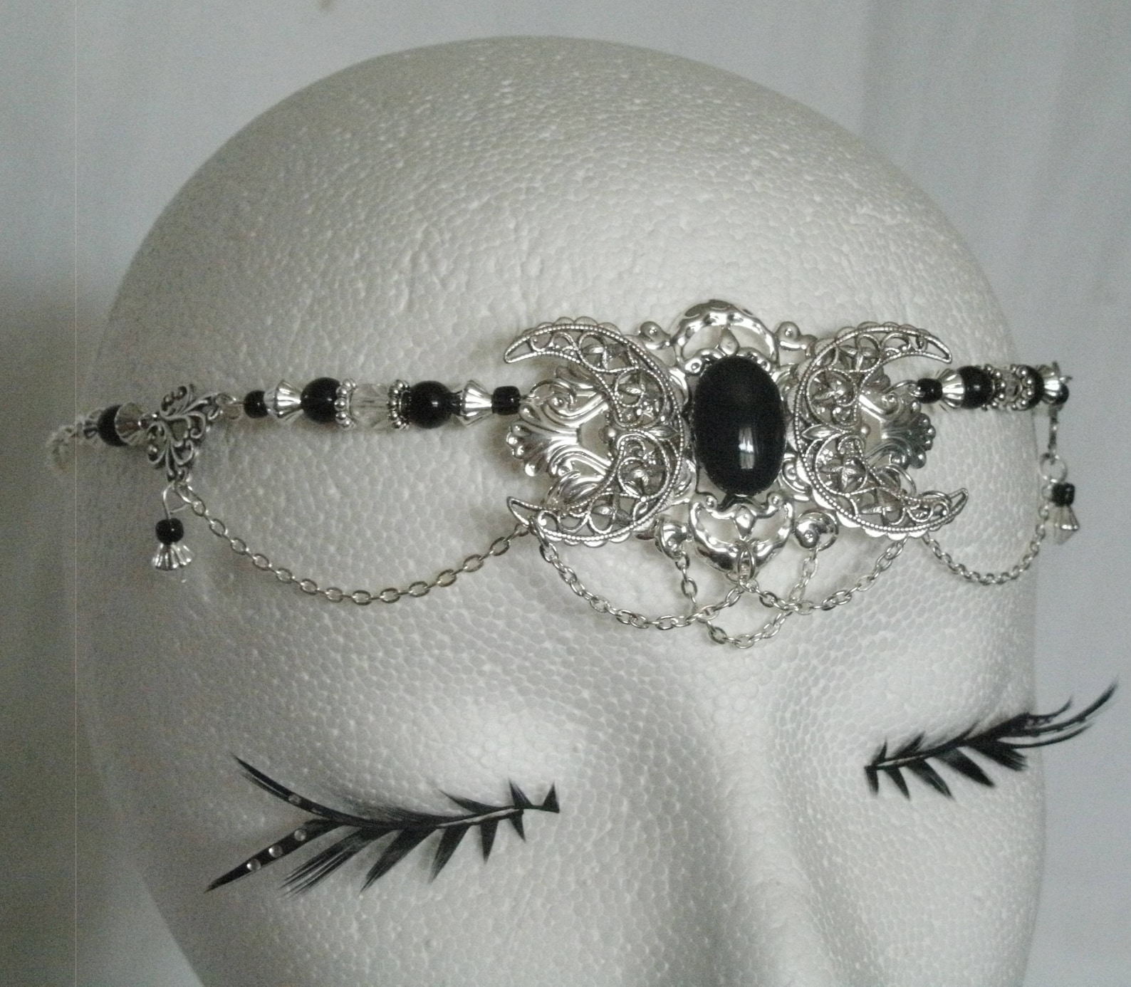 Black Onyx Triple Moon Circlet Wiccan Jewelry Pagan Jewelry Wicca Witch ...