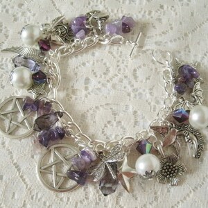 Amethyst Pentacle Bracelet Wiccan Jewelry Pagan Jewelry Wicca Jewelry ...