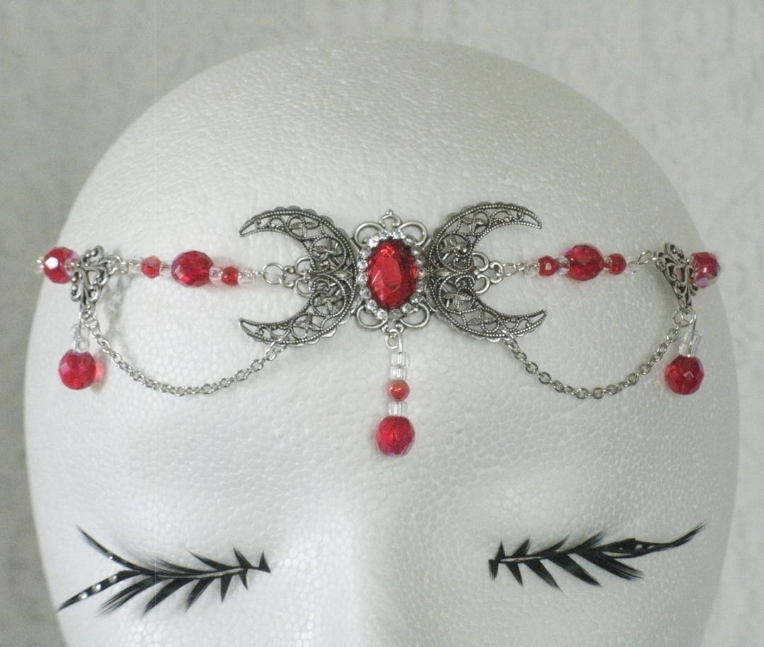Red Triple Moon Circlet Wiccan Jewelry Pagan Jewelry Wicca Jewelry ...