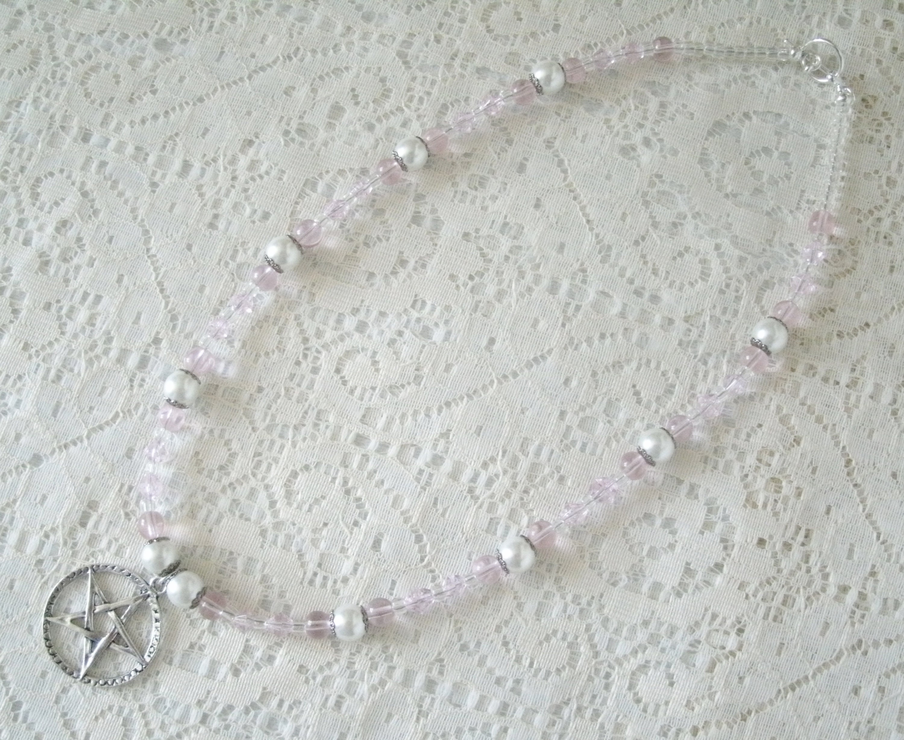 Pink Pentacle Necklace Wiccan Jewelry Pagan Jewelry Wicca | Etsy