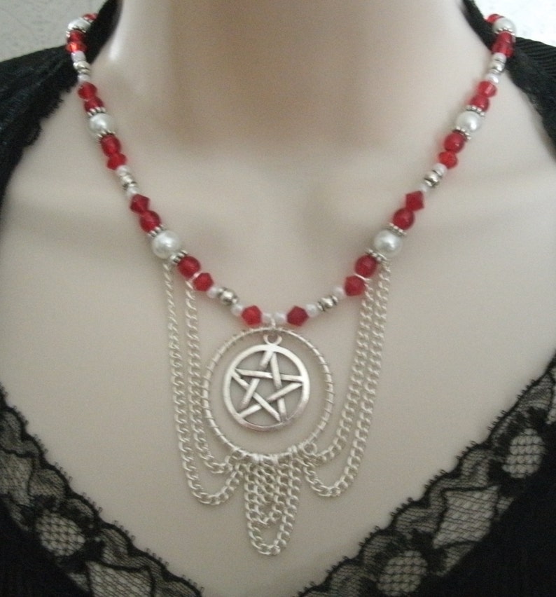 Red Pentacle Necklace Wiccan Jewelry Pagan Jewelry Wicca - Etsy