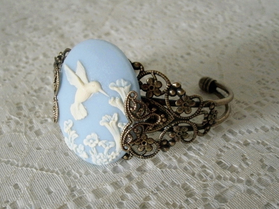 Hummingbird Cuff Bracelet Victorian Jewelry Art Nouveau Jewelry ...