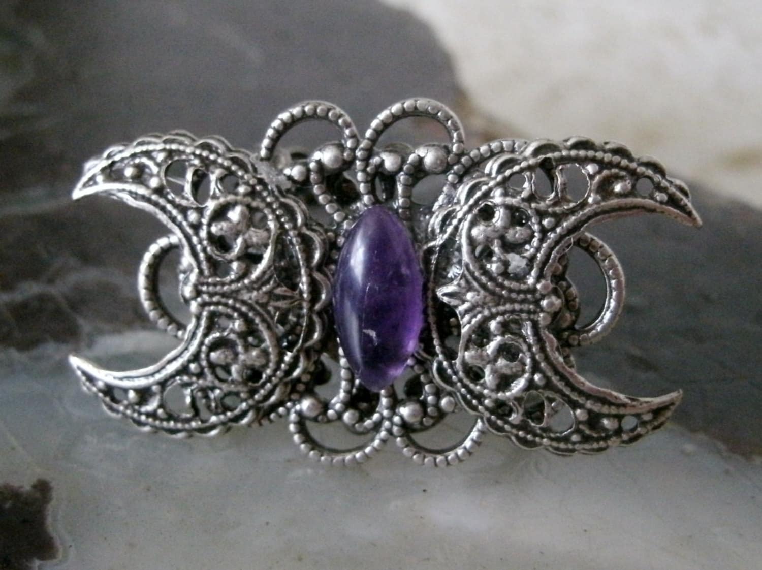Amethyst Triple Moon Goddess Ring Wiccan Jewelry Pagan Jewelry - Etsy